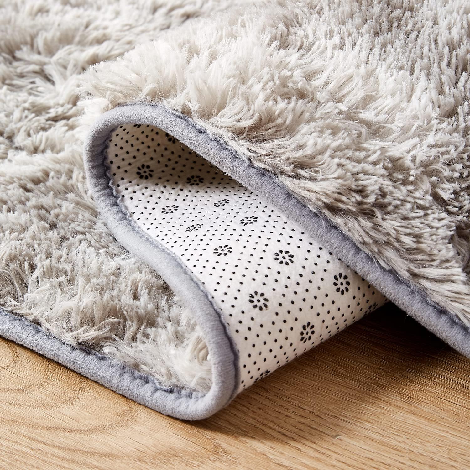 Floralux 5x7 Rugs Light Gray Tie-dyed, Shag Area Rugs 5x7 for Bedroom, Fluffy Carpets Rugs for Living Room, (5x7 Ft., Tie-dyed Light Gray)