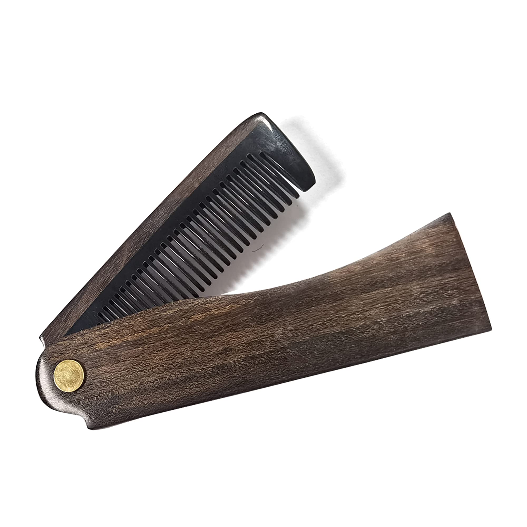 Folding Beard Comb for Men's Hair,Beard,Mustache Styling Comb- Natural Wooden Beard Comb w/Gift Box,Pocket Sized for Grooming & Combing Hair, Beards and Mustaches