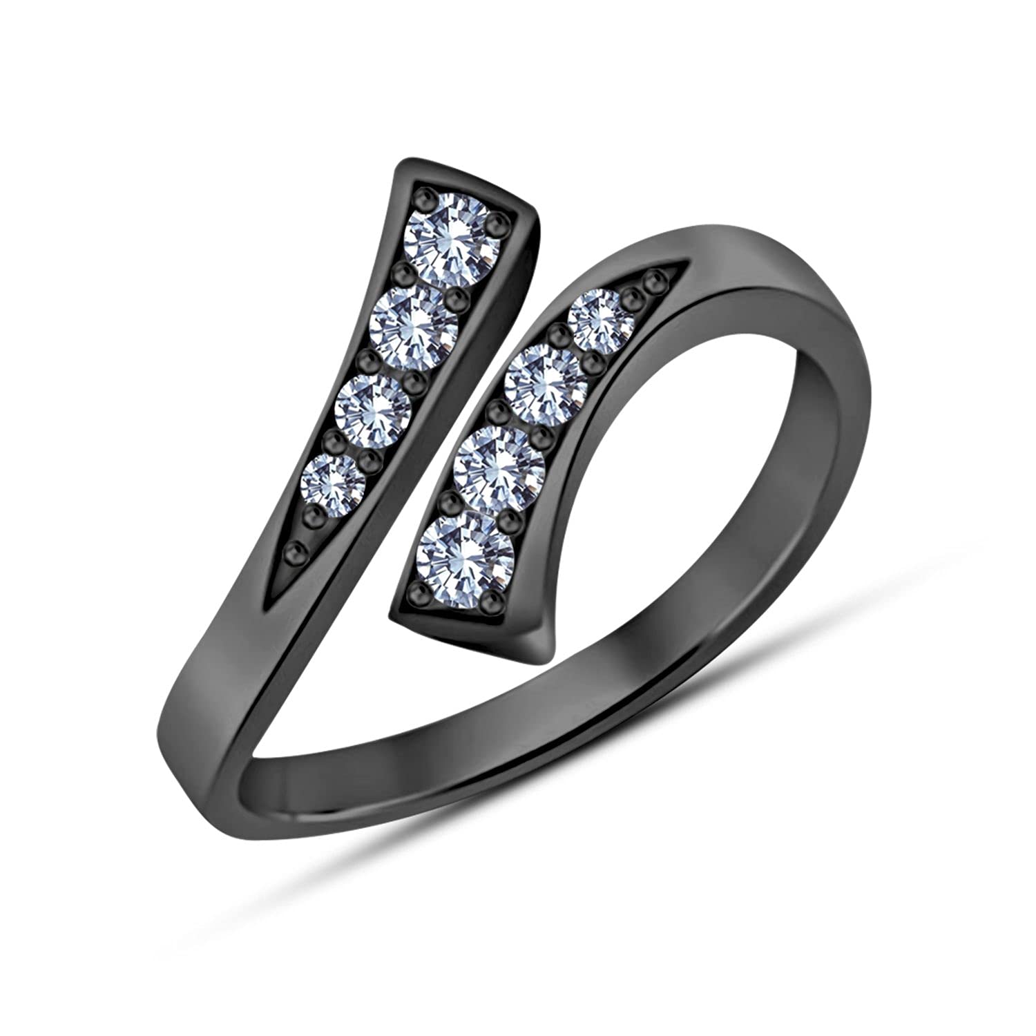 Gemstone Jewellery 925 Sterling Silver Womens Bypass Black Adjustable Toe Ring