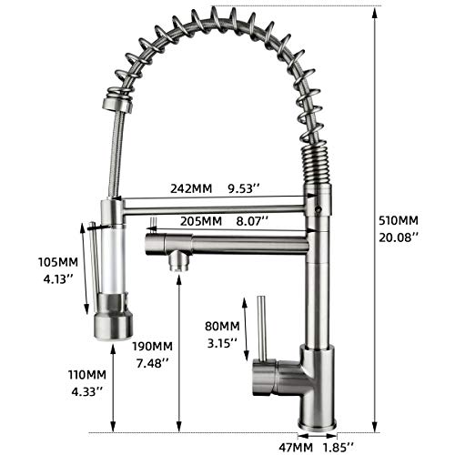 Kitchen Faucet with Pull Down Sprayer Contemporary Single Handle Kitchen Sink Faucet GAPPO Solid Brass Spring Kitchen Faucet Brushed Nickel
