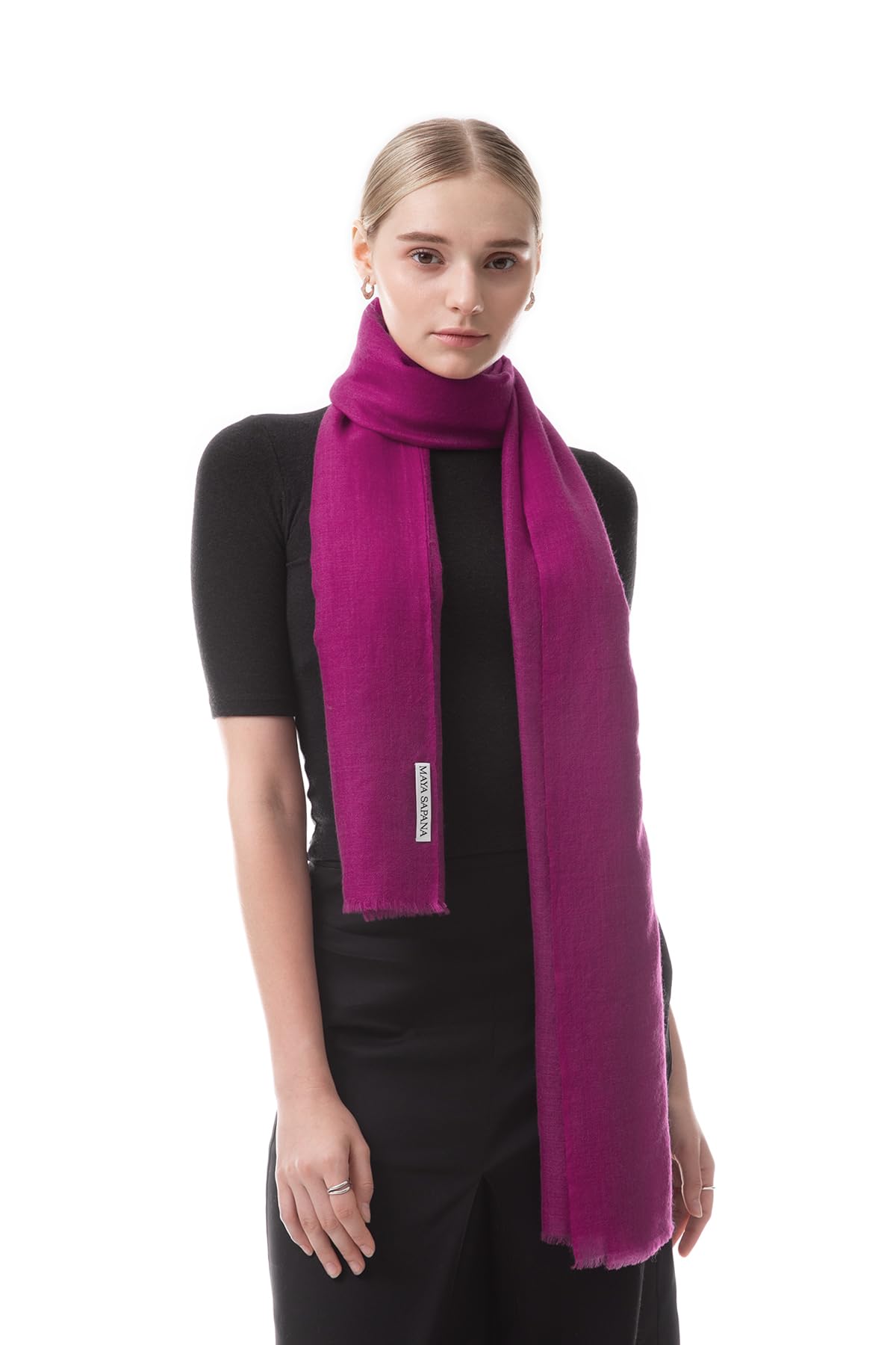 Maya Sapana 100% Cashmere from Himalaya – Prestige Woven Wrap Shawl Extra Large Scarf Stole for women (Beetroot Purple)