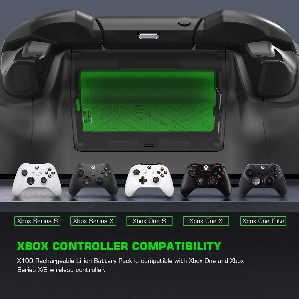 GameSir X100 Controller Battery Pack, 2 pcs 1600mAh Rechargeable Lithium-ion Battery with LED Charge Indicator & Type C Cable, for Xbox One, Xbox One Elite Controller, Xbox Series X/S Game Controller