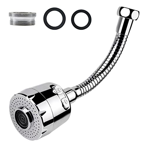 Kitchen Faucet Extender Movable 360° Rotatable Anti-Splash Water Saving Faucet Aerator, 2 Modes Adjustable Sink Sprayer, Kitchen Faucet Head Replacement, Bathroom Faucet, Polished Chrome