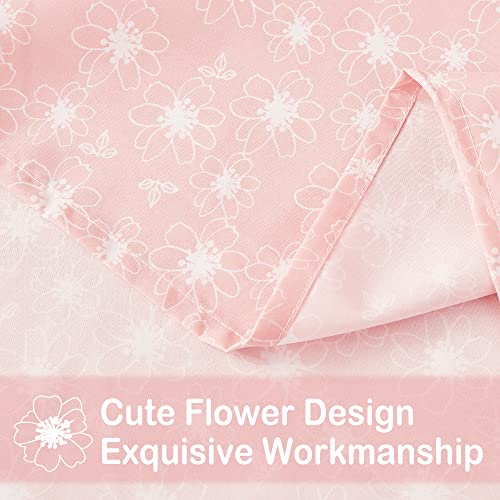 Floral Sheet Set Flower Full Size Sheet Sets, Brushed Microfiber Patterned Fitted Sheet with 15" Deep Pocket for Double Bed, Coral Pink Flower, 4 piece Sheet & Pillowcases Set