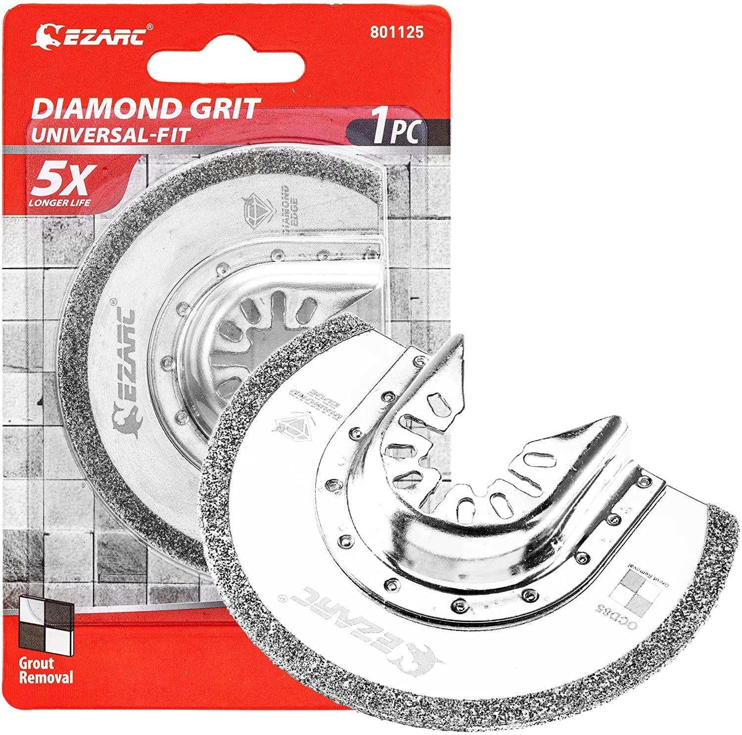 EZARC Grout Removal Blade for Oscillating Tool, Semi Circle Multitool Diamond Oscillating Blade for Removing Tile Mortar, Universal Quick Release Multi Tool Saw Blades, 1 Pack