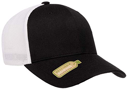 Flexfit Men's 110 Recycled Trucker Mesh Cap-2-Tone, Black/White, OSFA