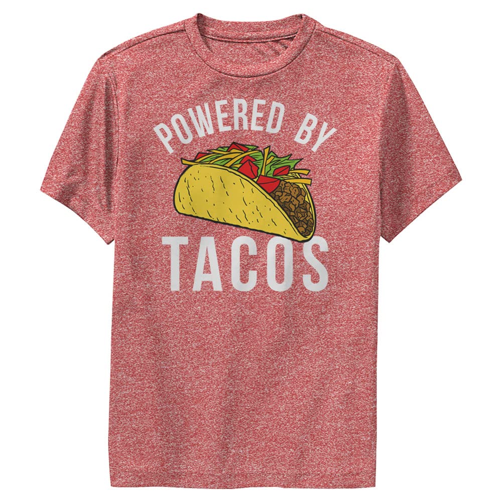 Fifth Sun Taco_Power comp Boys Short Sleeve Tee Shirt, Red Heather, Medium