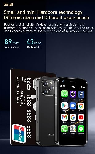 XS12 Pro Super Mini 4G LTE Smartphone 3.0-inch Display 4GB RAM 32GB/64GB ROM 8 Core Android 10.0 Dual SIM 2000mAh 13MP with Google Play Store Backup Small Mobile Phone (Blue, 2GB+16GB)
