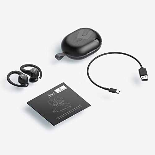 SoundPEATS Wings 2 Sport Wireless Earbuds Over-Ear Buds with Ear Hooks Bluetooth Headphones for Workout,Built-in Mic Headset,30H Play Back Earphones,IPX4