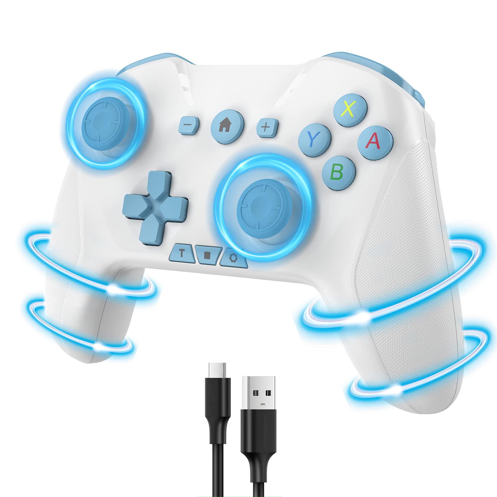 Gaming Controller For Nintendo Switch/PC/MAC/iPad/Phone/Android/TV/IOS/MFI Controller Remote Gamepad, Bluetooth Wireless Controller with Program Record, Turbo, Dual Vibration, Gyro Axis,Wake up