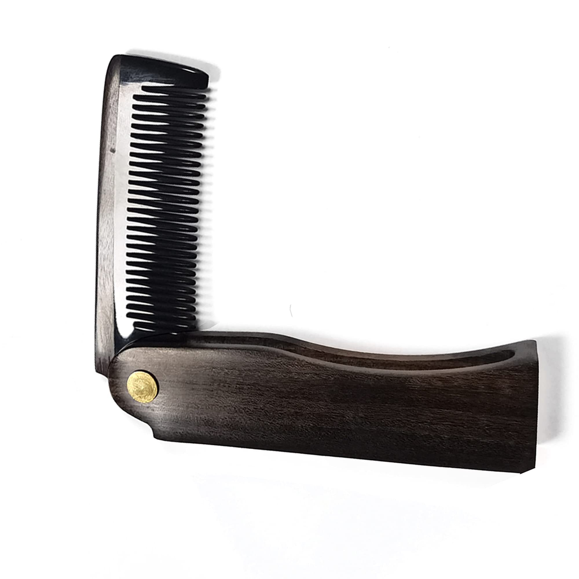 Folding Beard Comb for Men's Hair,Beard,Mustache Styling Comb- Natural Wooden Beard Comb w/Gift Box,Pocket Sized for Grooming & Combing Hair, Beards and Mustaches