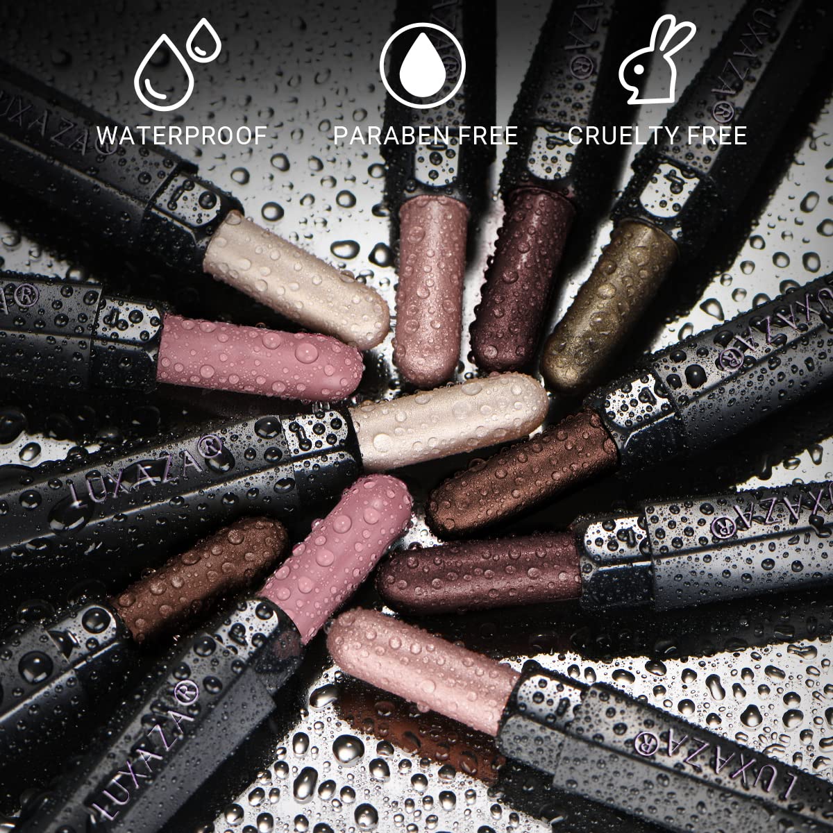 LUXAZA 6PCS Pink Brown Eyeshadow Stick Makeup Set, Metallic Matte Shimmer Cream Eye Shadow Pencil Crayon, Eye Brightener Highlighter Eyeliner Crayon Make up Set