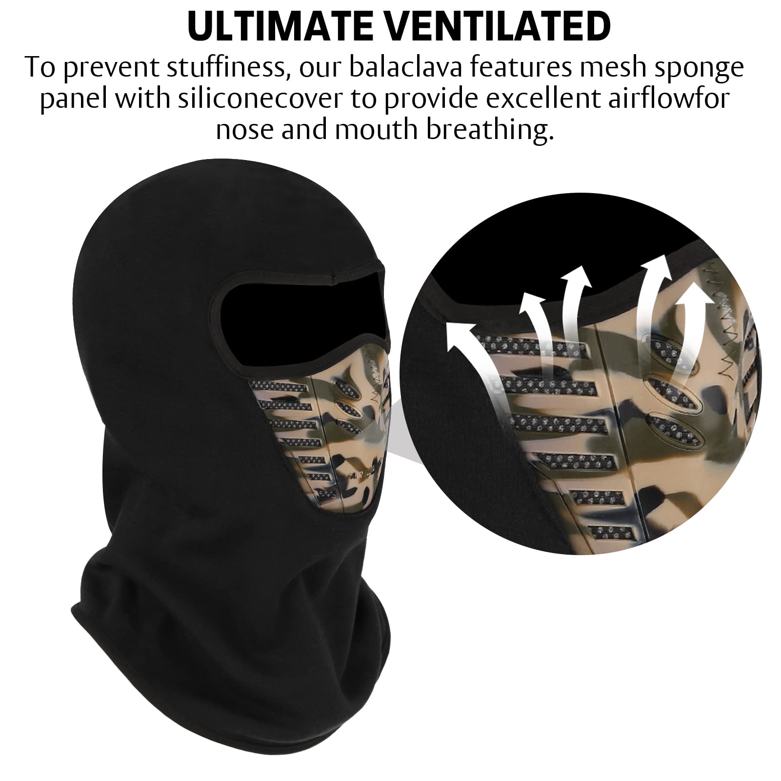 Fantastic Zone Balaclava Face Mask, Winter Fleece Windproof Ski Mask for Men and Women,Black,One Size
