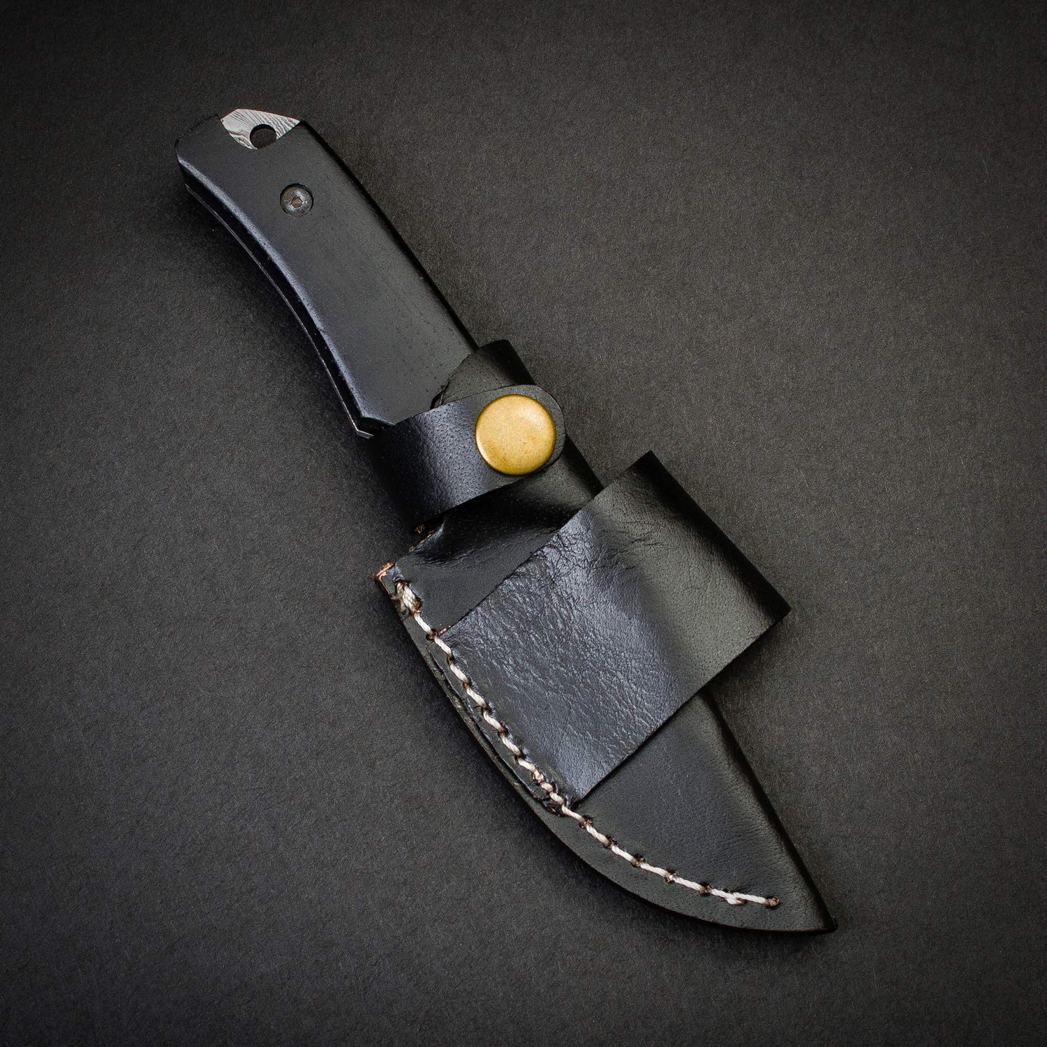 Forseti Steel Boone Damascus Steel Skinner with Black Micarta Handle