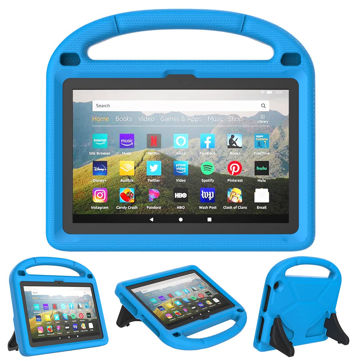 Fire 8 2020 Case for Kids, VOFTEEK Case for Amazon Fire HD 8 & 8 Plus Tablet (8 inch,10th Generation,2020 Release ONLY), Durable Lightweight Shockproof Protective Case with Handle Stand, Blue