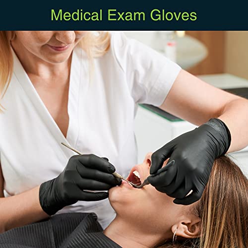 FifthPulse Black Nitrile Medical Gloves Small, 100 Count - Surgical Grade Latex Free Disposable Gloves Small Rubber Gloves (Guantes Desechables)