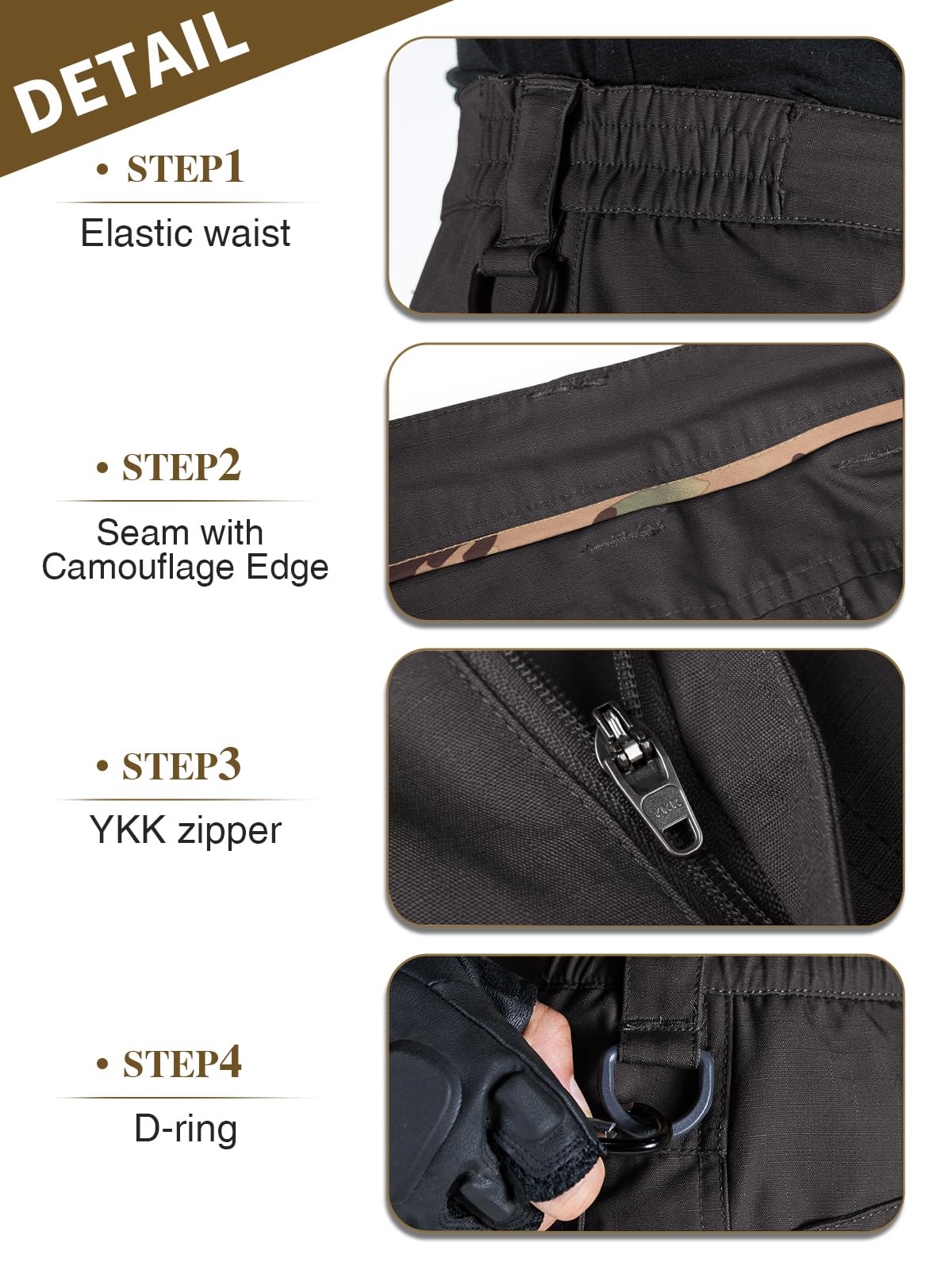 FREE SOLDIER Men's Water Resistant Pants Relaxed Fit Tactical Combat Army Cargo Work Pants with Multi Pocket (Black 32W x 32L)
