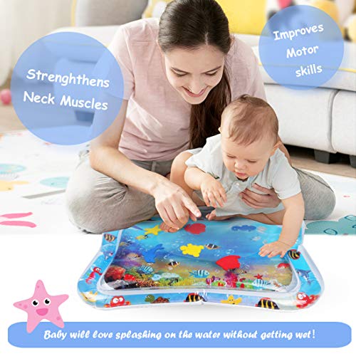Fanuk Inflatable Tummy Time Baby Play Mat for Kids Infants as Fun Time Play Activity Center Your Baby's Stimulation Growth, blue