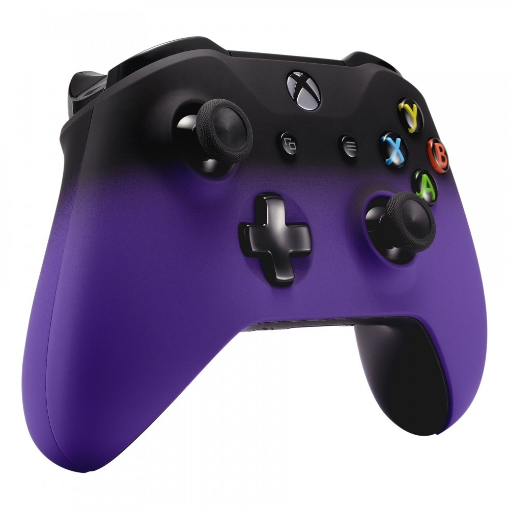 eXtremeRate Soft Touch Top Shell Front Housing Faceplate Replacement Parts with Side Rails Panel for Xbox One X & One S Controller (Shadow Purple)