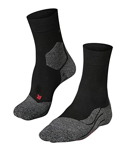 FALKE Women's RU3 Comfort Running Socks, Mid Calf, Thick Cushion, Anatomic, Breathable Quick Dry, Organic Lyocell, Black (Black-Mix 3010), 8-9, 1 Pair