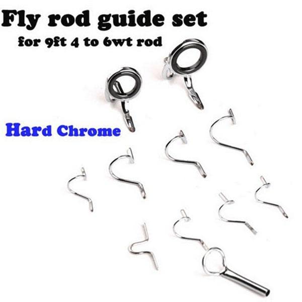 Fly Fishing Rod Guide Set 9FT 4-6WT Stainless Steel Snake Guide Tip-top Kit, 22 Pieces/Pack