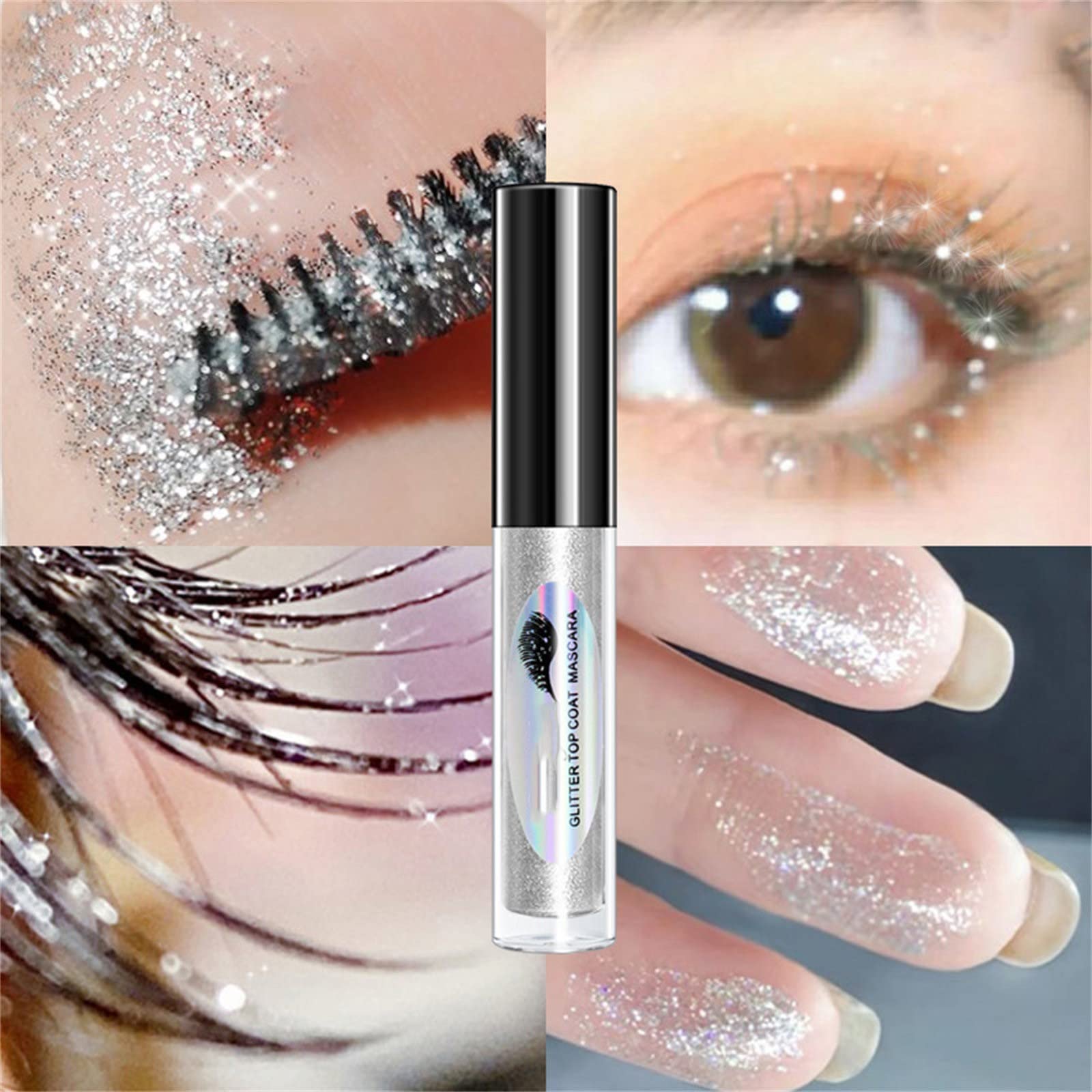 for Party Mascara 4D Diamond Mascara Waterproofs Shining Sparkling and Eyelash Glitter Thickening Lengthening Coat Top Mascara Makeup Products Under 5 Dollars (A, One Size)
