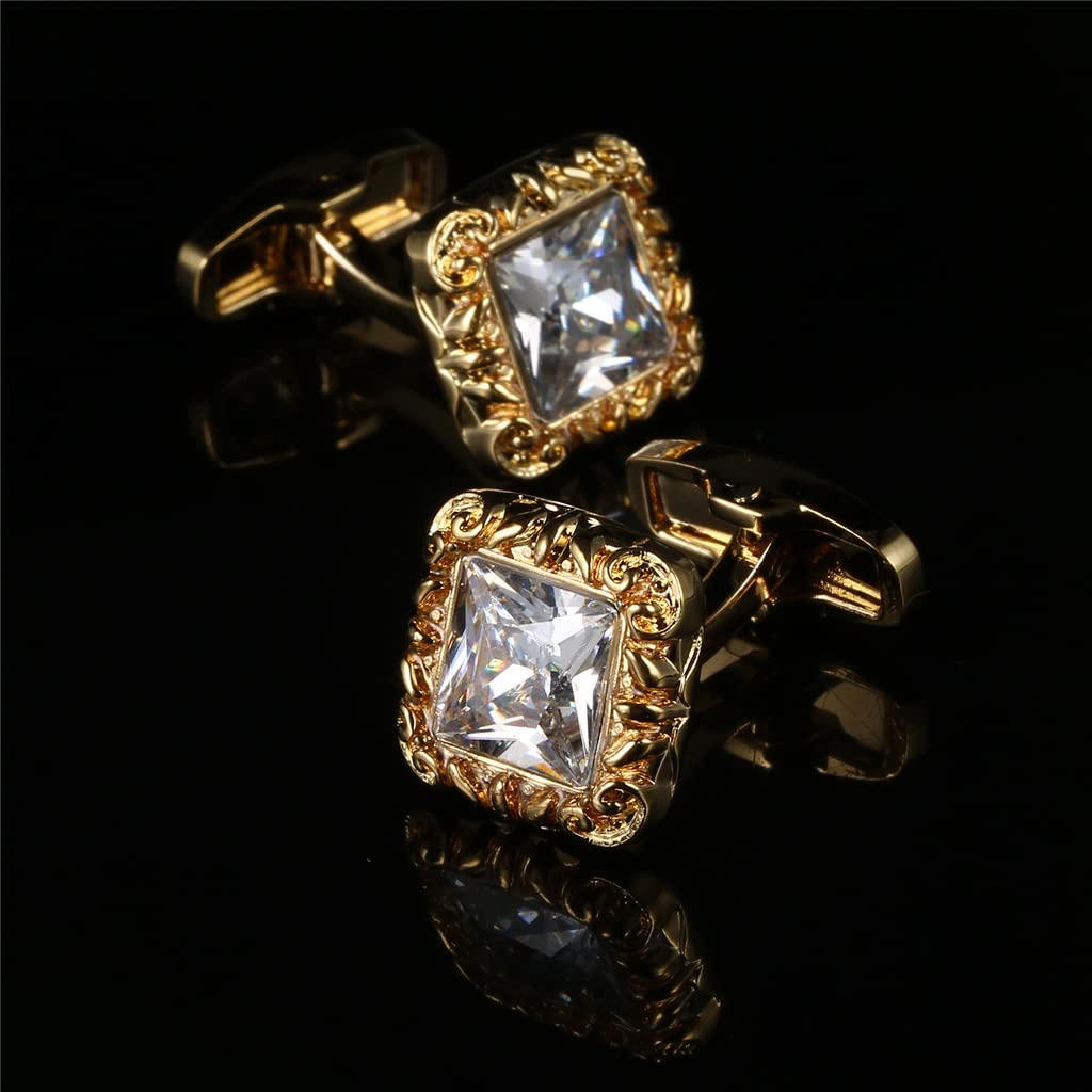 French Cufflinks Transparent Crystal Men's Shirt Cuff Buttons Cuff Nails (Color : A, Size : One Size) (A One Size)