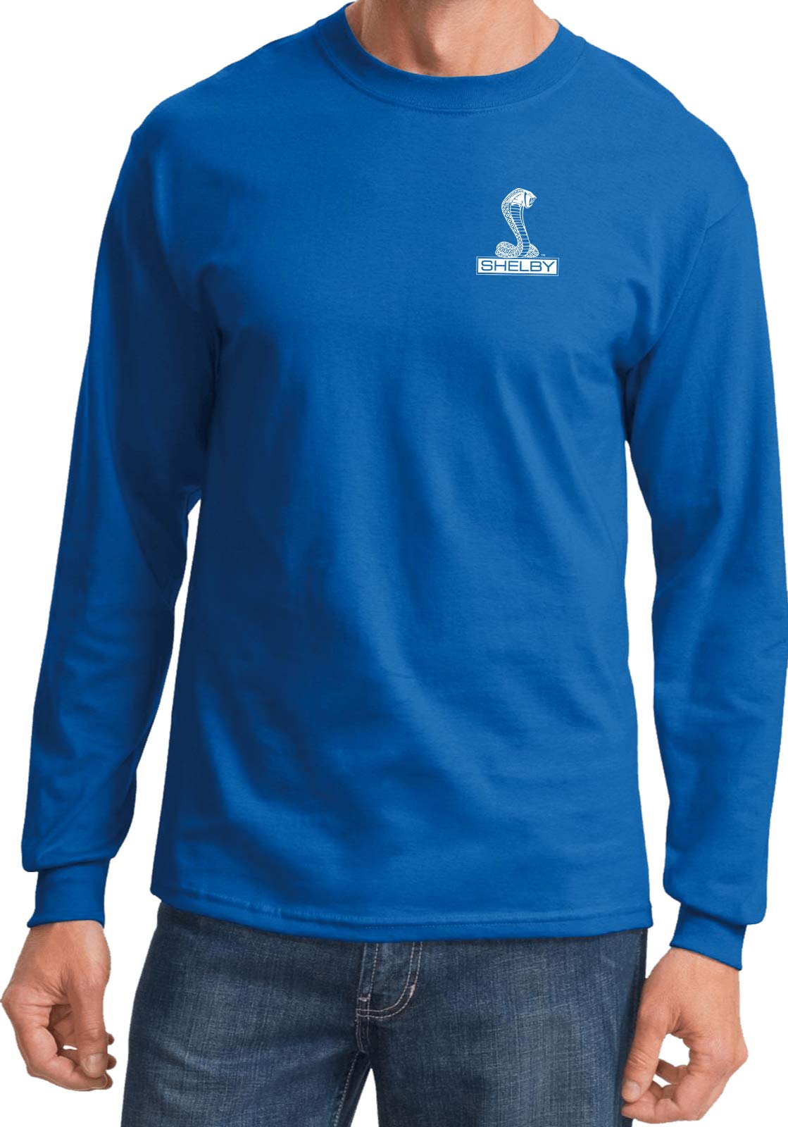 Ford Shelby Cobra Pocket Print Long Sleeve Shirt, Royal Large