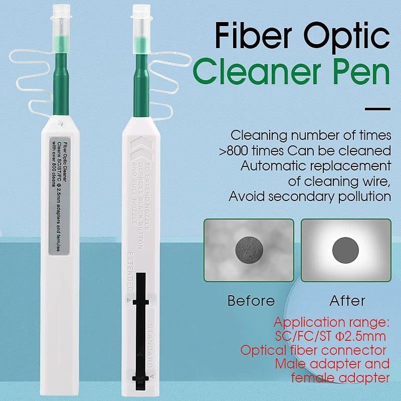 Fiber Optic Connector Cleaning Pen,2PCS Fiber Optic Cleaner Pen for 2.5mm Ferrules SC,FC,ST,SC/APC and FC/APC,800+ Clean Times