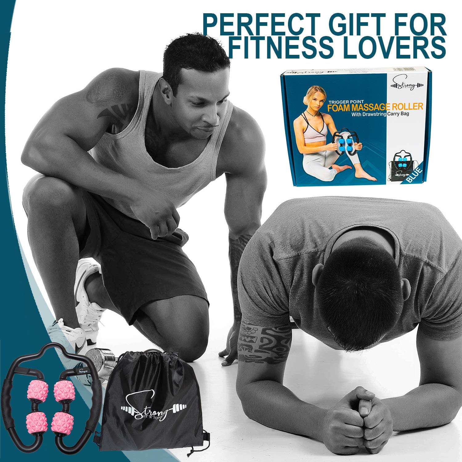 Foam Roller Deep Tissue Massager | Myofascial Massage Tools with Drawstring Gym Bag | Muscle Roller for Legs | Fit Roller Pro, High Density Foam Trigger Point Leg Circulation Massager