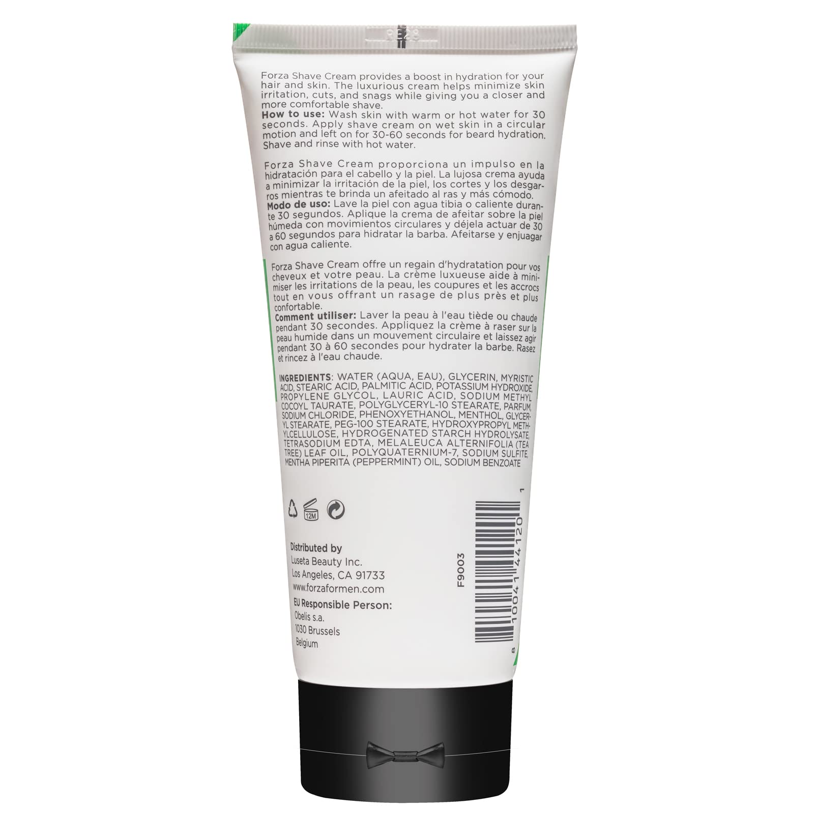 Forza Shave Cream for Men, Smooth & Quick Shaving Cream Fights Nicks, Cuts, Razor Burn and Irritation with Tea Tree & Peppermint Oil 6.8Oz