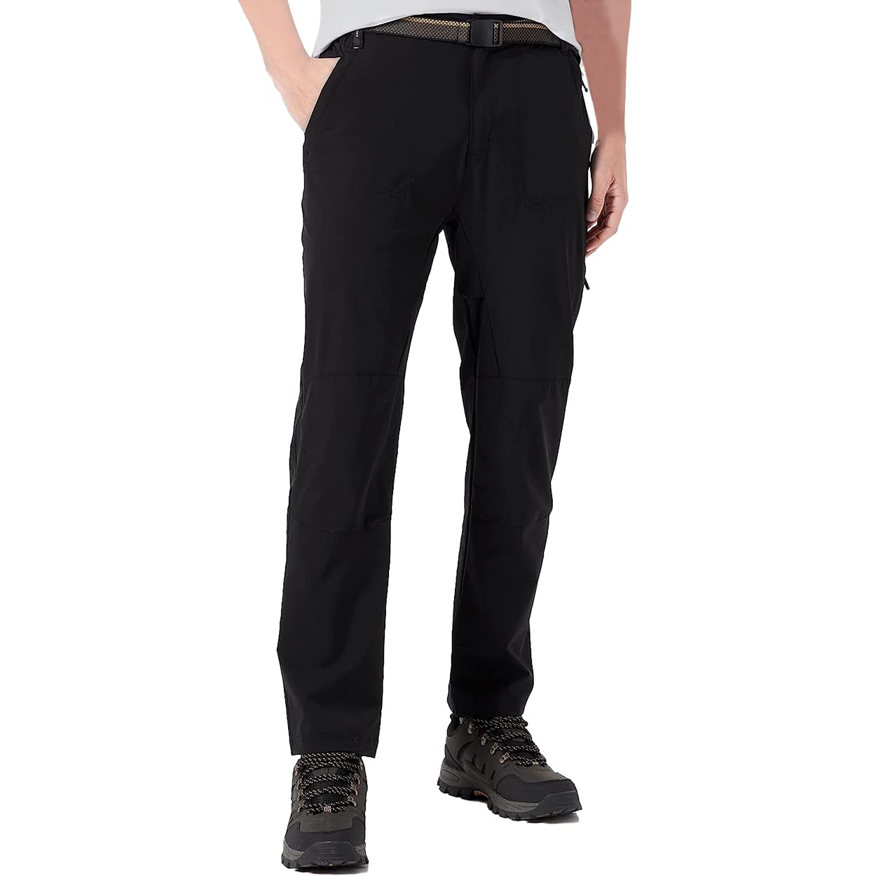 FEIXIANG Men's Hiking Pants Lightweight Tactical Cargo Pants Quick Dry Outdoor Waterproof Hiking Pants with 4 Zip Pockets Black