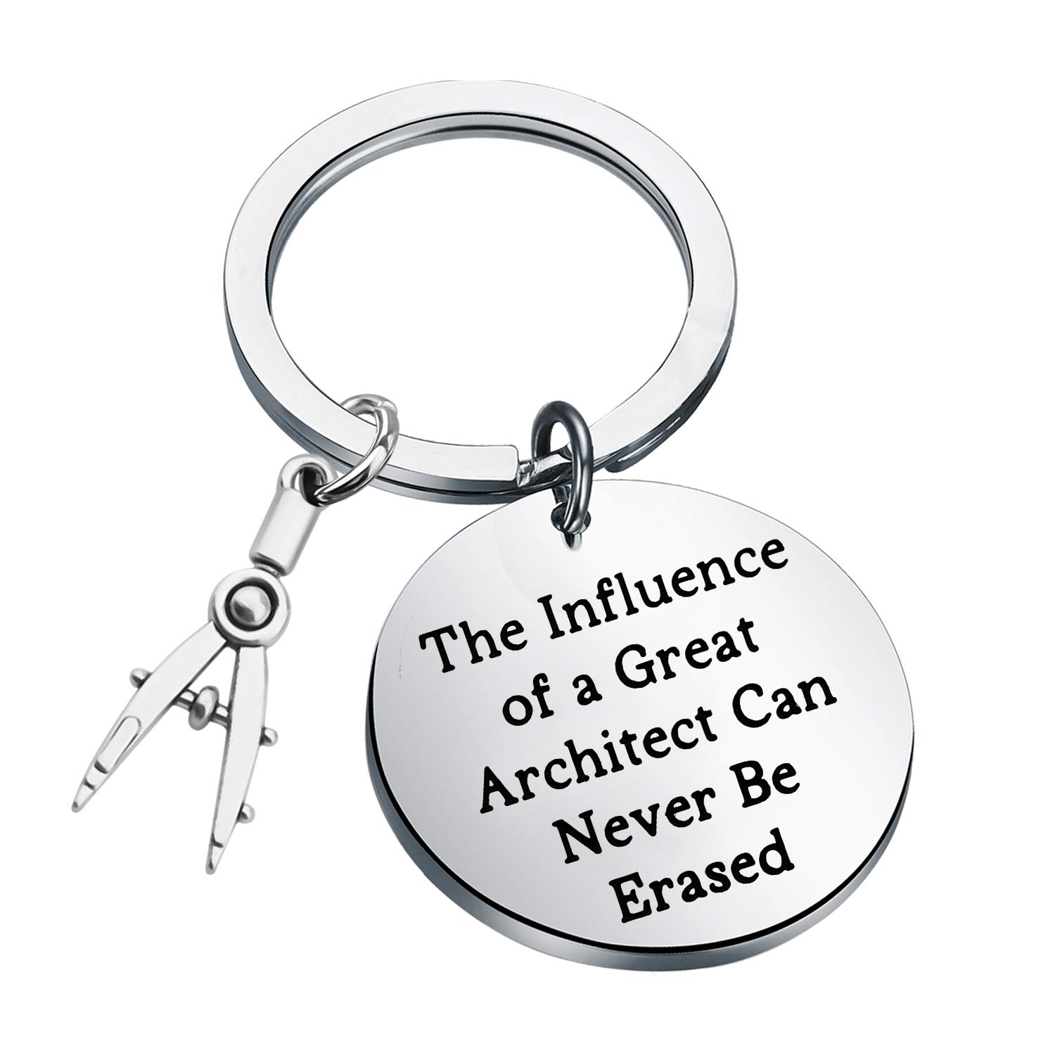FEELMEM Architecture Keychain Architect Gift Architectural Engineer Appreciation Keychain The Influence of A Great Architect Can Never Be Erased Jewelry for Architect Engineers (silver)