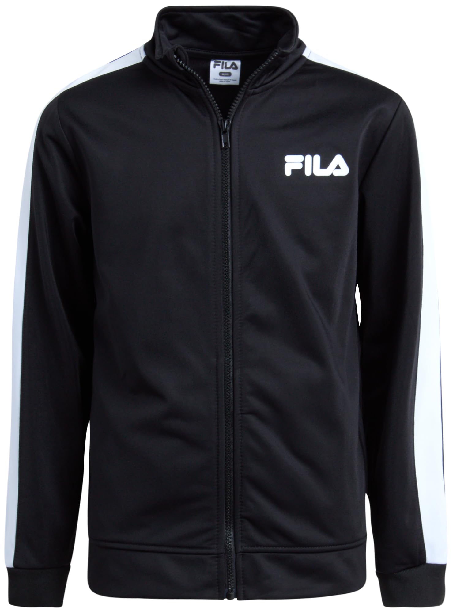 Fila Boys Active Tracksuit Set - 3 Piece Performance Tricot Sweatshirt, Jogger Sweatpants, Shirt - Activewear for Boys (8-12), Size 8, Black