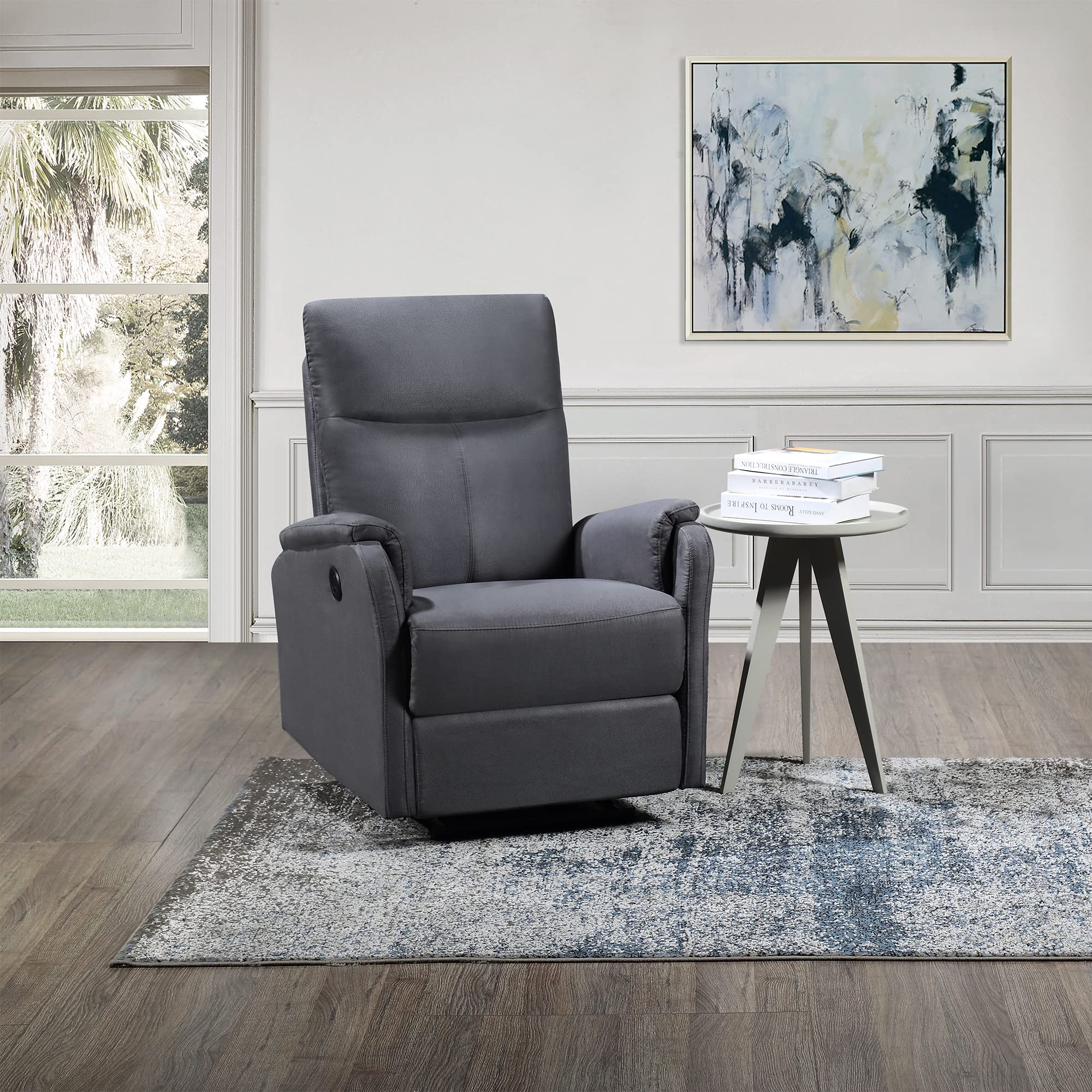 FIQHOME Electric Power, Fabric Single Sofa Recliner Function,Ergonomic Lounge Chair, Home Theater Seating with USB Charge Port for Small Room,Grey