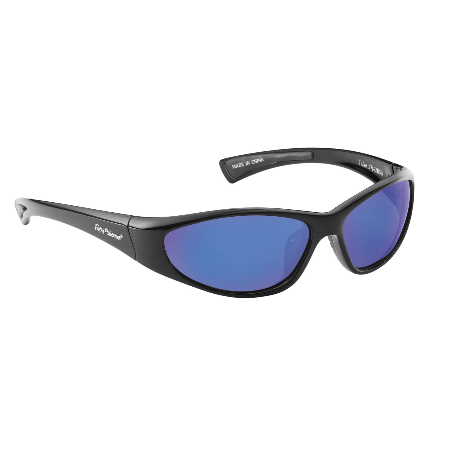 Flying Fisherman Fluke Jr Polarized Sunglasses with AcuTint UV Blocker for Fishing and Outdoor Sports, Black/Smoke-blue Mirror, Small, (7892BSB)