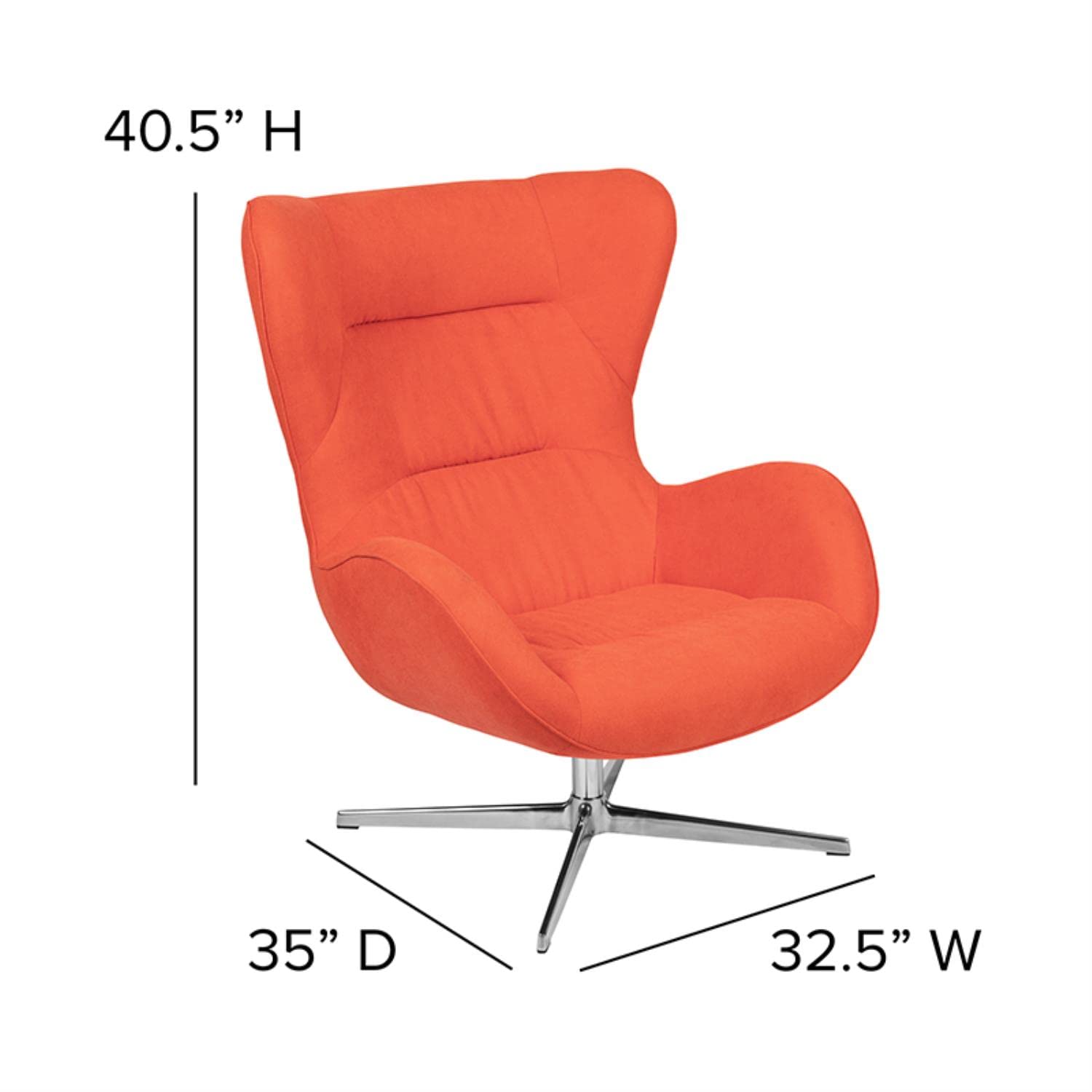 Flash Furniture Rally Orange Fabric Swivel Wing Chair