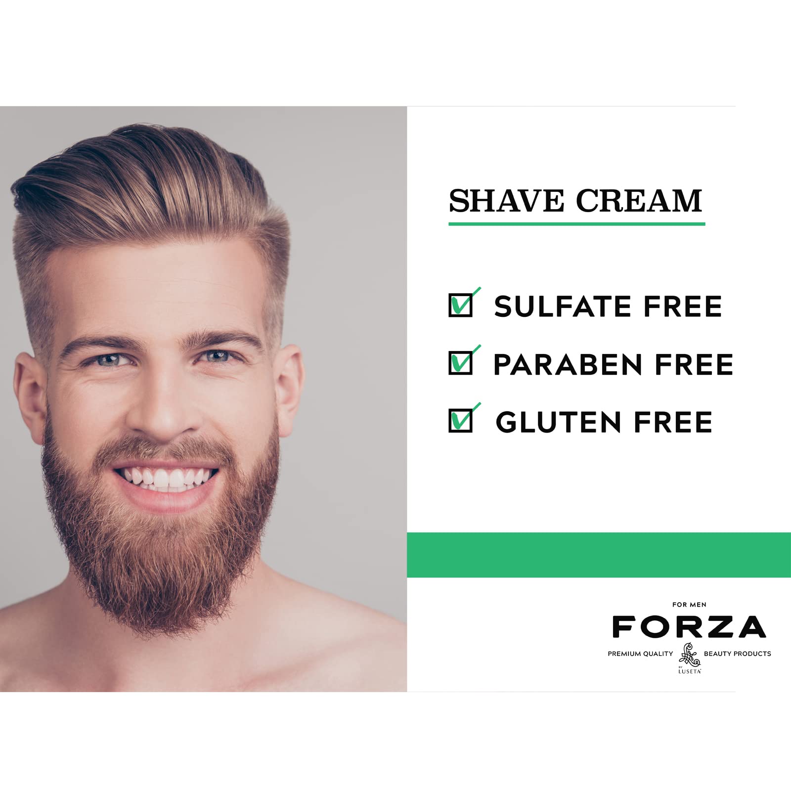 Forza Shave Cream for Men, Smooth & Quick Shaving Cream Fights Nicks, Cuts, Razor Burn and Irritation with Tea Tree & Peppermint Oil 6.8Oz