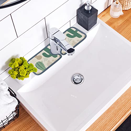 Kitchen Faucet Absorbent Mat 2 Pieces Cute Cactus Neutral Colors Botanical Faucet Sink Splash Guard Bathroom Counter and RV,Faucet Counter Sink Water Stains Preventer