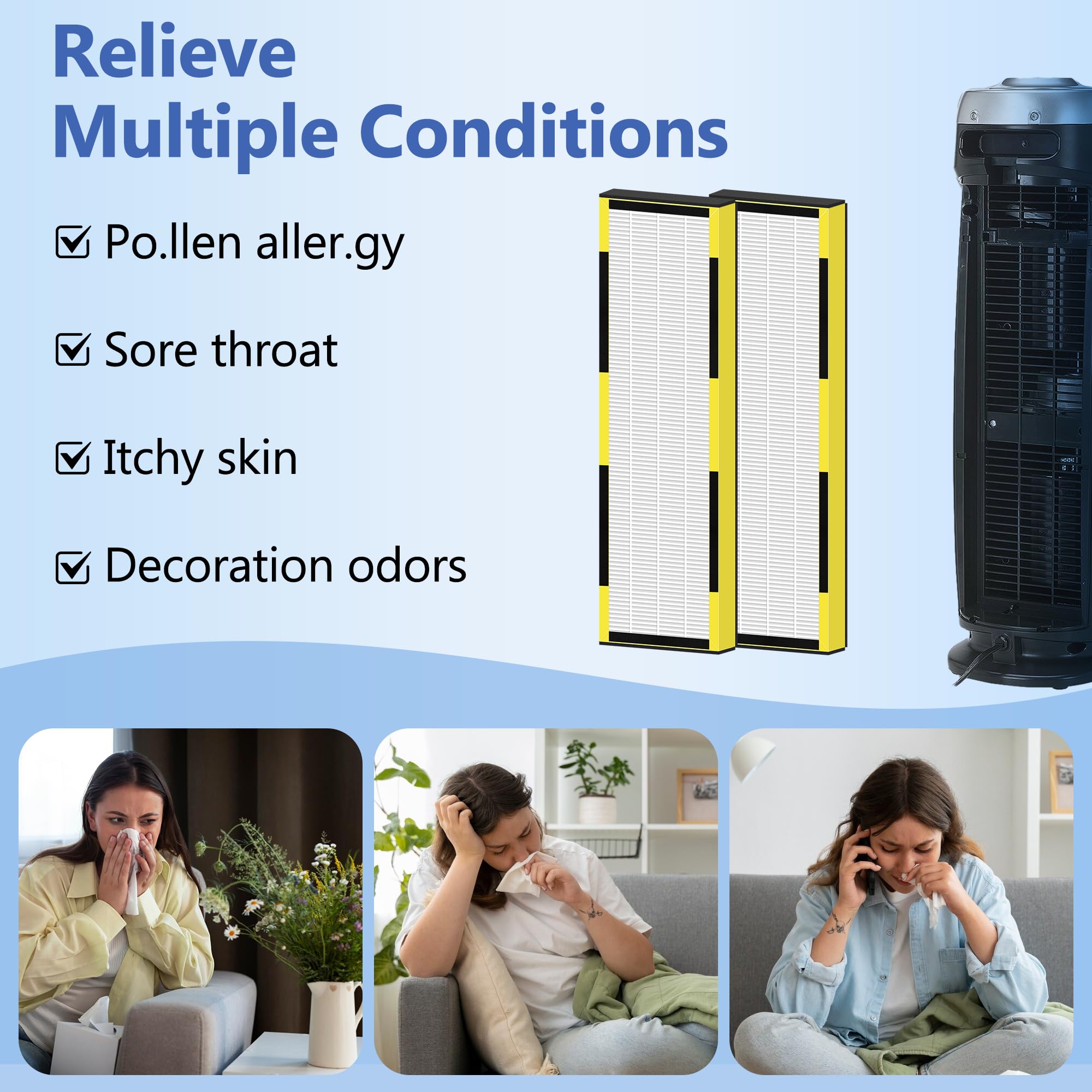 FLT4825 HEPA Filter B Replacement for Guar.dian Air Purifier AC4825 AC4300 AC4800 AC4900 AC4850, 4 HEPA Filter and 6 Pre-Filter