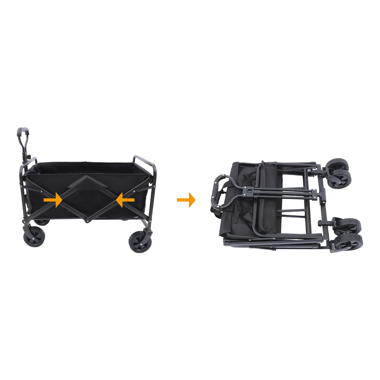 Folding Wagon Cart, Large Capacity Foldable Beach Wagon with Wheels, Portable Heavy Duty Collapsible Wagon Camping Sports Shopping Utility Cart