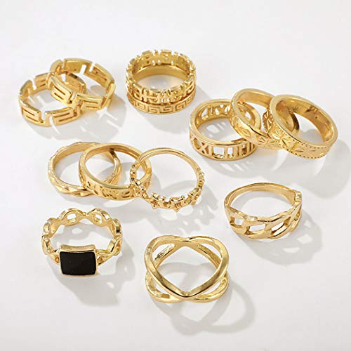Flosy Boho Crystal Knuckle Rings Set Gold Finger Joint Stackable Ring for Women and Girls (Gold 5)