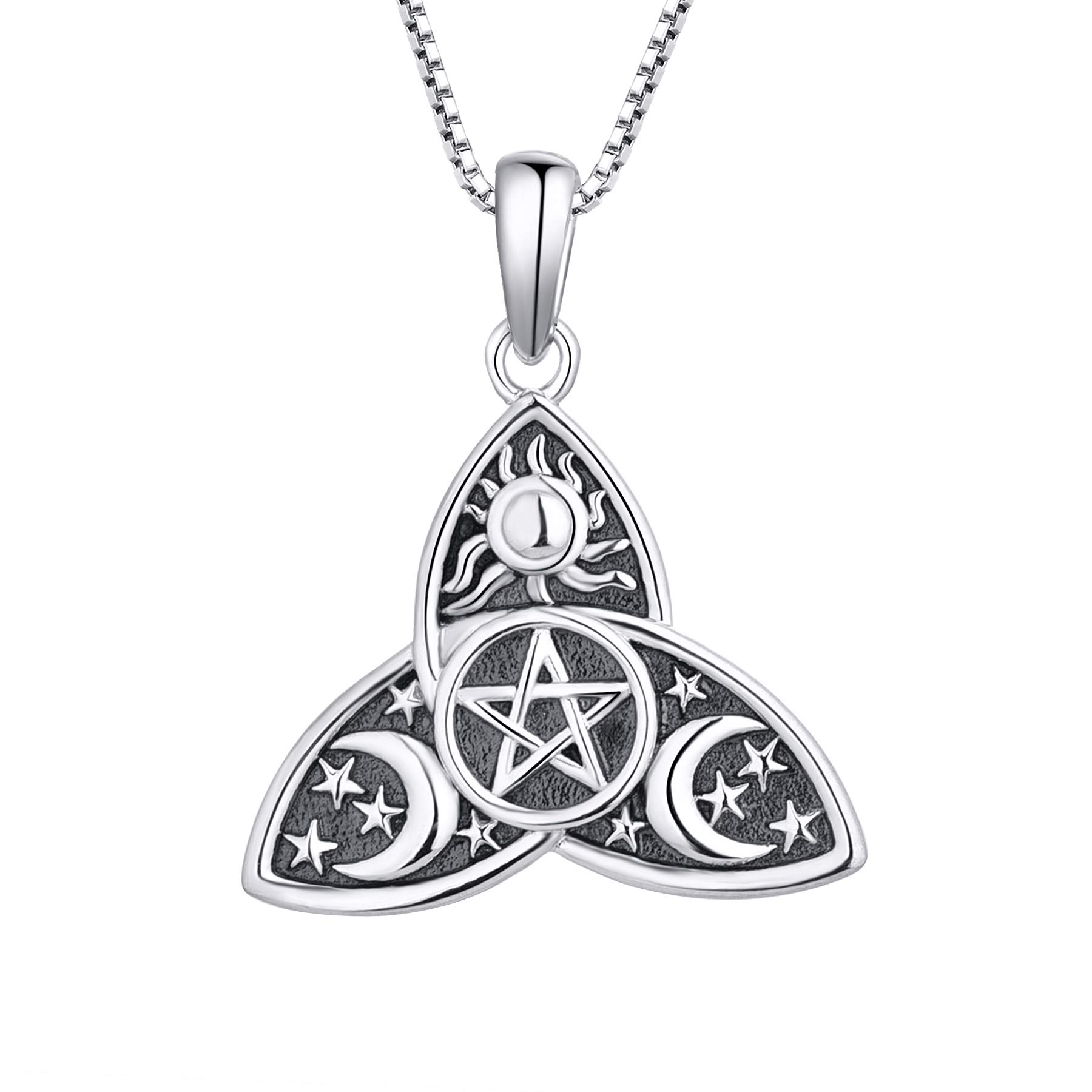 FJ Women's Hecate Necklace S925 Silver Wiccan Pagan Goddess Necklace Literary Jewelry