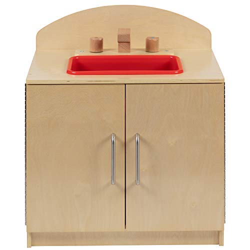 Flash Furniture Hercules Children's Wooden Kitchen Sink for Commercial or Home Use - Safe, Kid Friendly Design, Natural