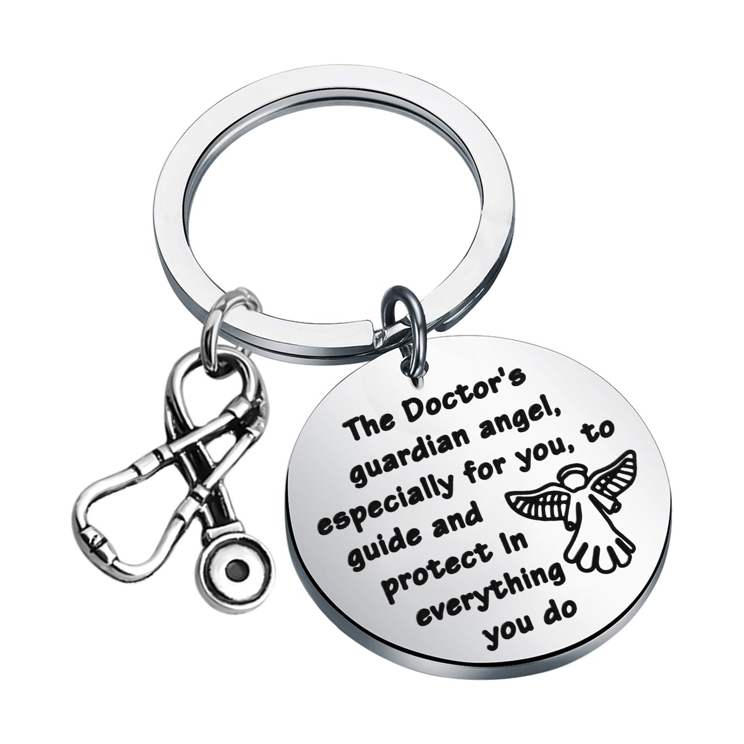 FEELMEM Doctors Prayer Keychain A Doctor’s Guardian Angel Protect in Everything You Do Keychain