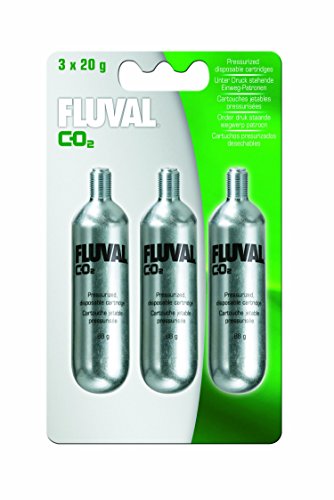 Fluval Mini Pressurized CO2 Cartridges, CO2 Supplement for Planted Aquariums, 20 grams, 3-Pack, A7541