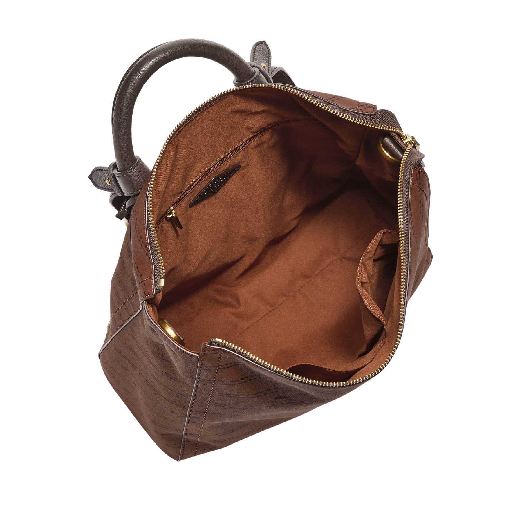 Fossil Women's Parker Faux Leather Convertible Large Backpack Purse Handbag, Black/Brown Signature Print