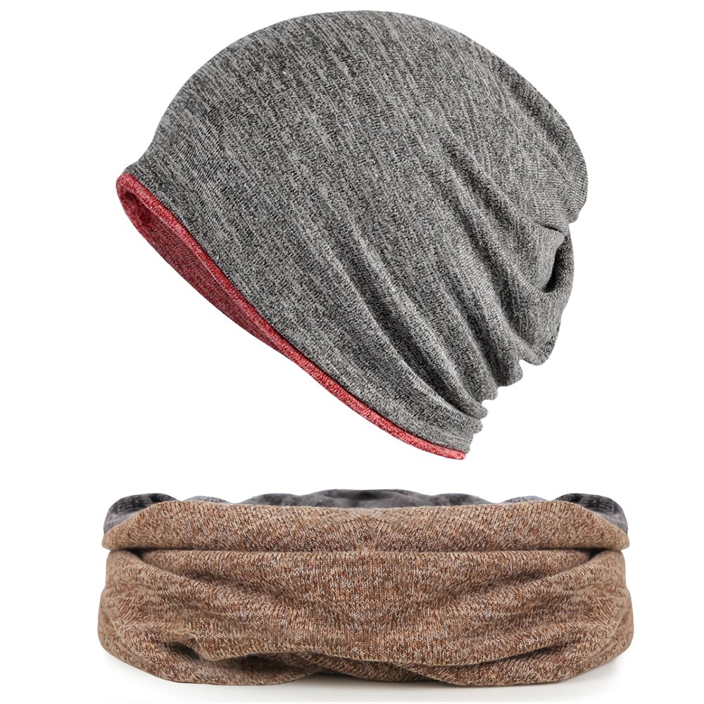 FORTREE 2 Pack Multifunction Slouchy Beanie for Jogging, Cycling (1+4)