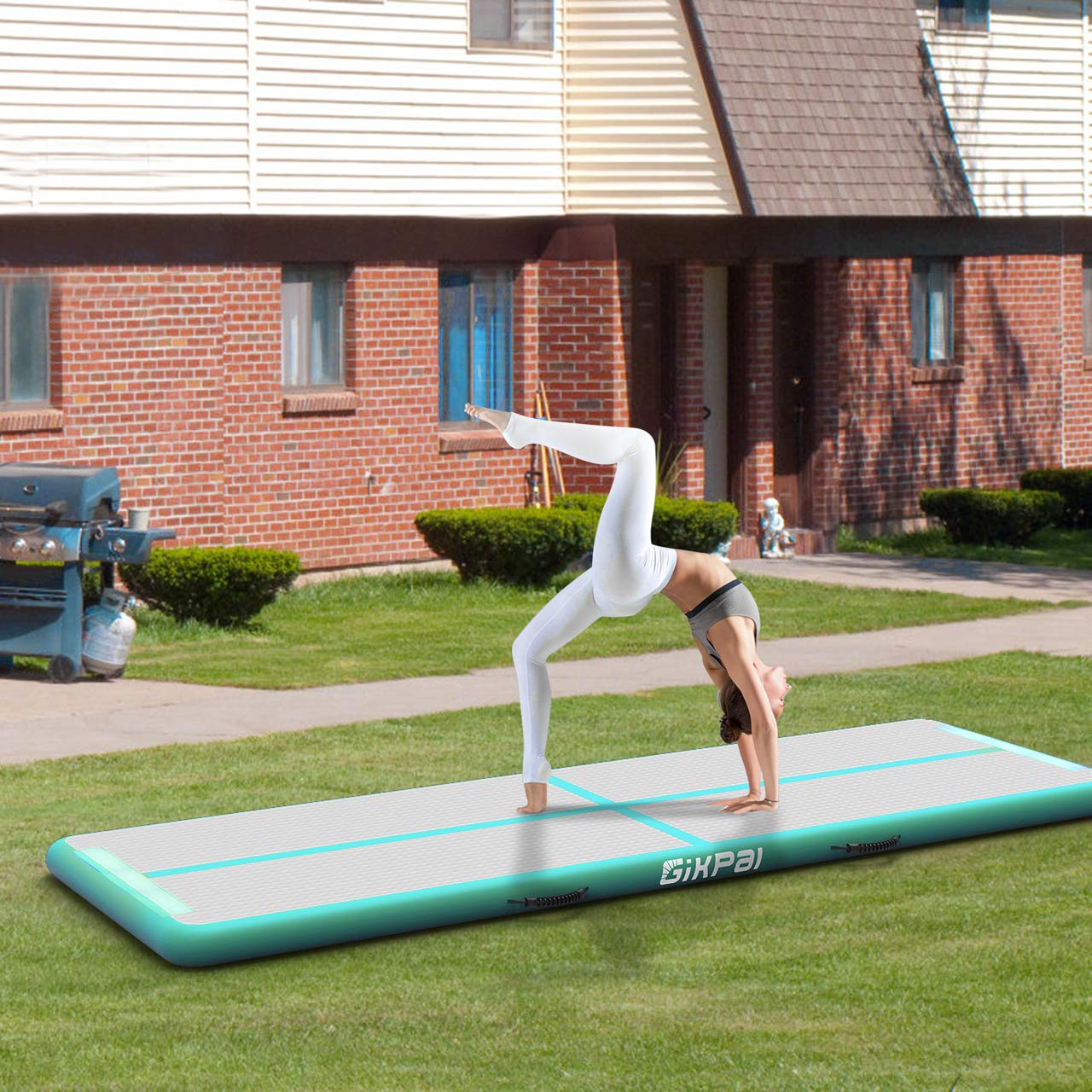 Fostoy Air Tumble Track Set Inflatable Gymnastics Mat with Electric Air Pump for Practice Gymnastics, Tumbling,Parkour, Home Floor