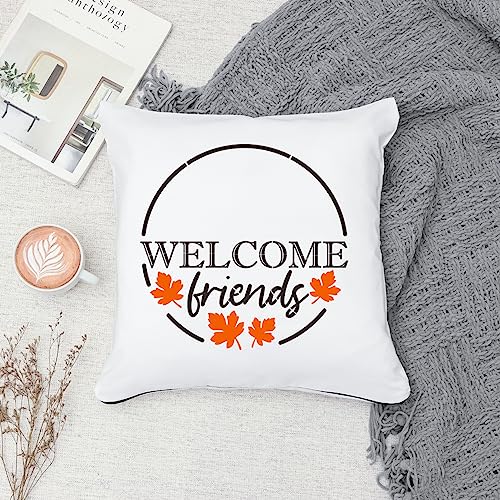 Fall Stencils for Painting On Wood 12'' Round Fall Stencil Reusable for Crafts, Hello Pumpkin Stencil Thanksgiving Autumn Happy Fall Yall Templates for Art Canvas Home Decor (8round Fall)